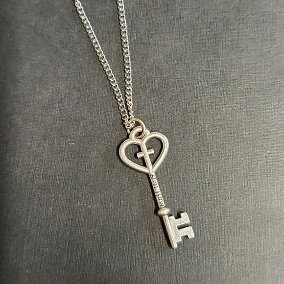 BSD | Jewelry | Silver Tone Key Necklace With Bible Verse | Poshmark